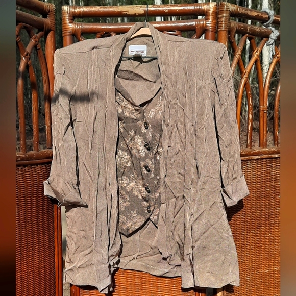 Perceptions | Tops | 35 Perception Vintage 8s Tan Blouse | Poshmark